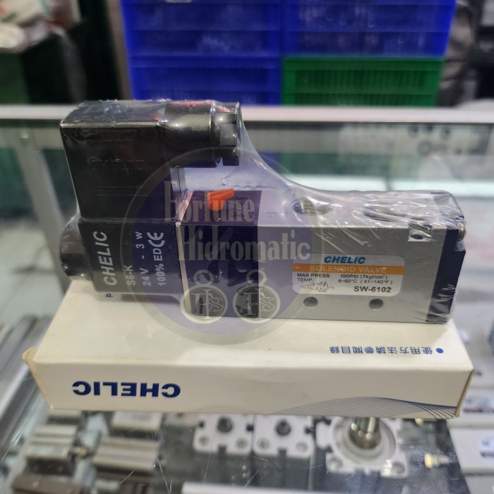 Jual Solenoid Valve 5/2 Port 1/4" Chelic Sw-6102- 24Vdc | Shopee Indonesia