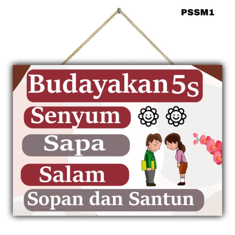Jual COD ☑️ Hiasan dinding poster BUDAYAKAN 5S gantungan dinding kelas edukasi anak sekolah ...