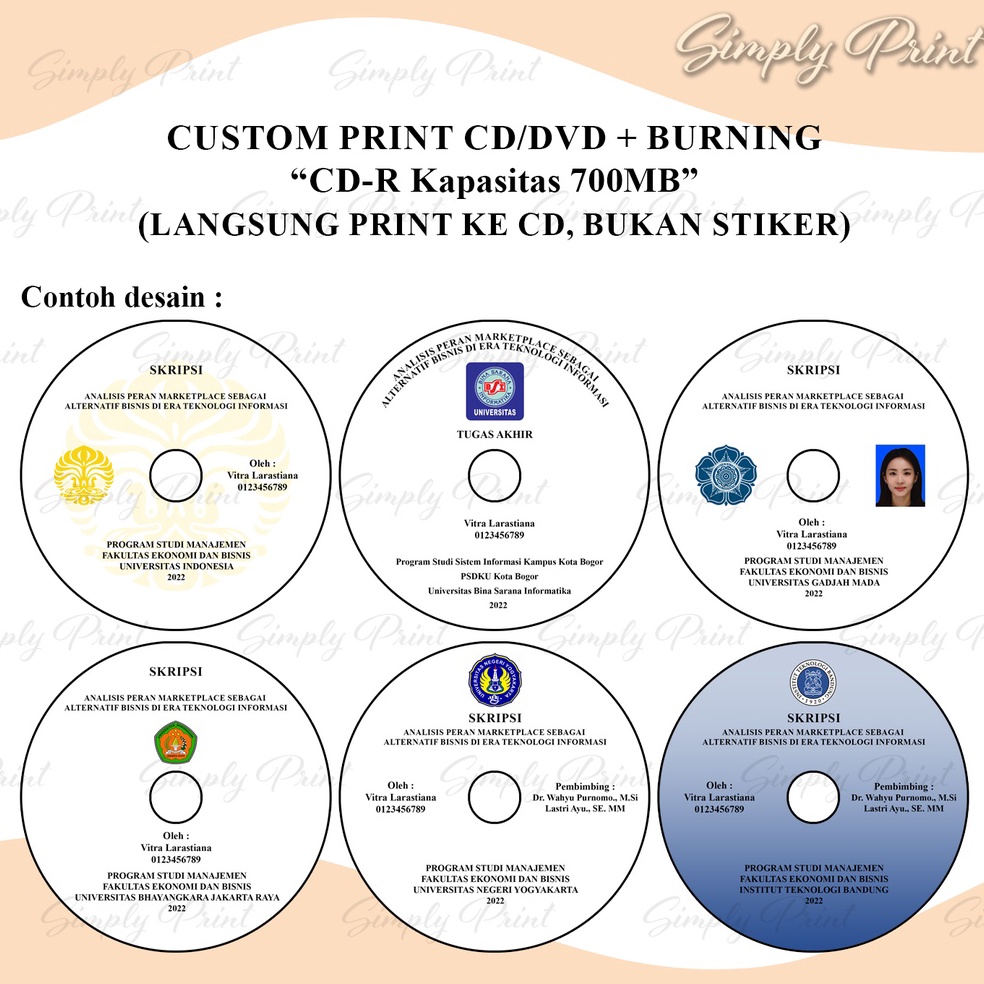 Jual 12.12 CUSTOM PRINT CD/DVD + BURNING CD SKRIPSI ATAU TESIS ...