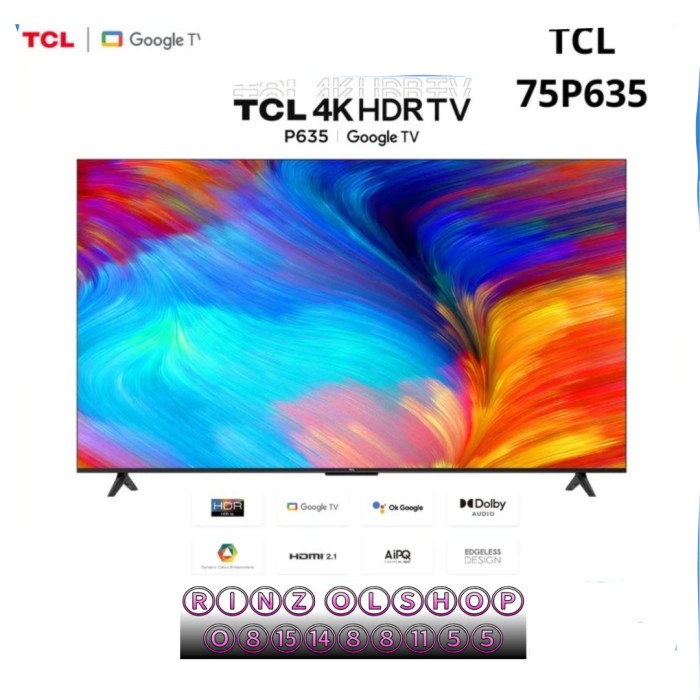 Jual Led Tv Tcl 75P635 Google Android Smart Tv Uhd 4K 75 Inch | Shopee Indonesia