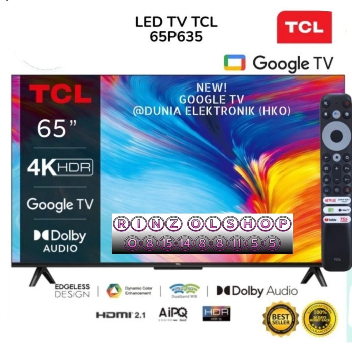 Jual Led Tv Tcl 65P635 Google Android Smart Tv Uhd 4K 65 Inch | Shopee ...
