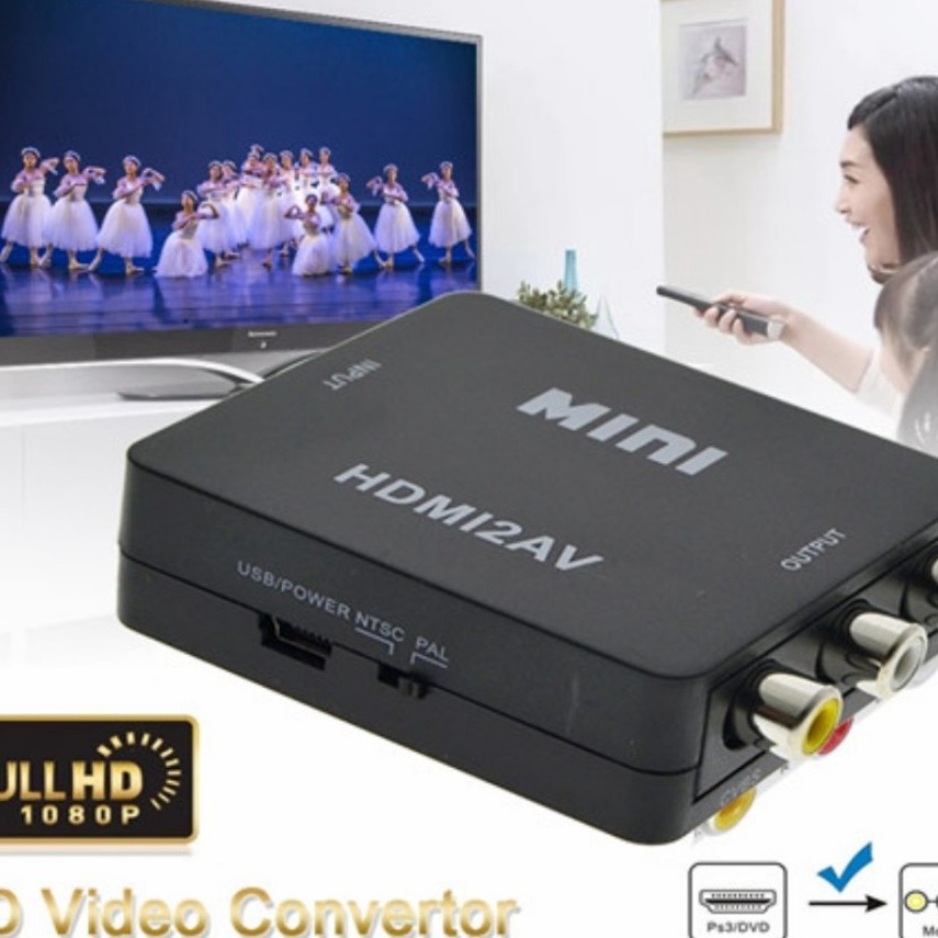Jual TERBARU HDMI to AV RCA Converter MINI HDMI2AV MINI BOX HDMI2AV ...