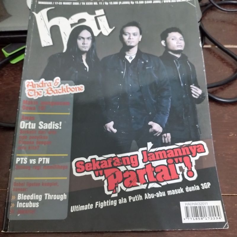 Jual Majalah Hai cover Andra and the backbone, Incubus, Bleeding ...
