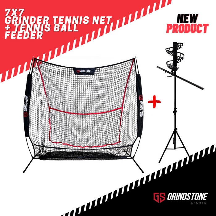 Jual 7X7 Grinder Tennis Net + Tennis Ball Feeder - Jaring Latihan ...