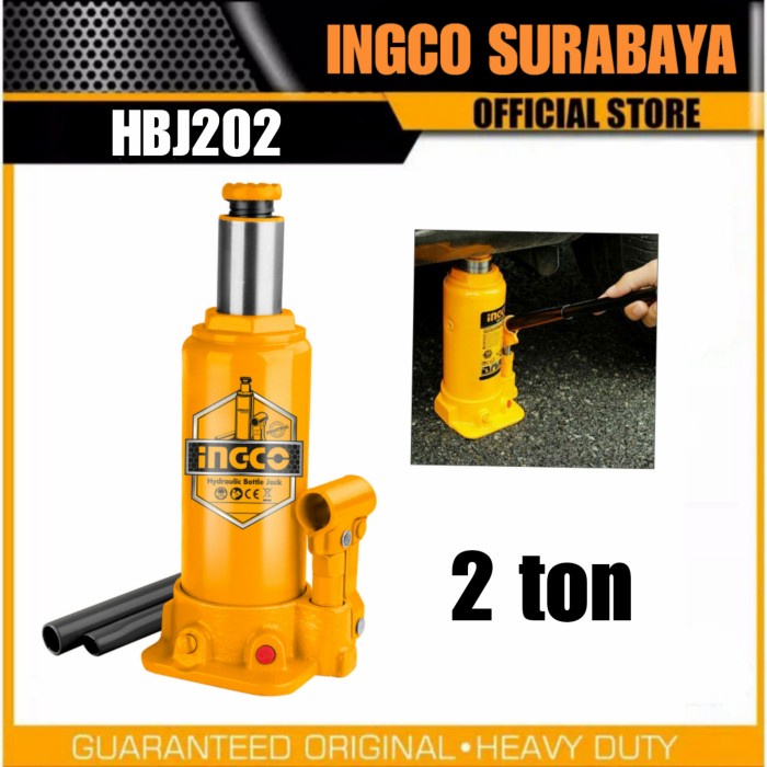 Jual Terlaris Ingco Hbj202 Dongkrak Botol Hydraulic Bottle Jack 2 Ton ...