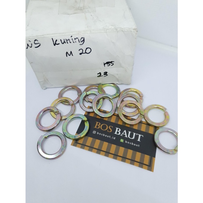 Jual Ring Veer Besi Kuning - Spring Washer Ukuran M20 | Shopee Indonesia