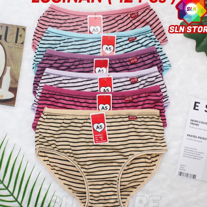 Jual NMSV7901 Terbaru ( 12 Pcs ) CELANA DALAM WANITA MOTIF SALUR A5 CD PEREMPUAN DEWASA GROSIR ...