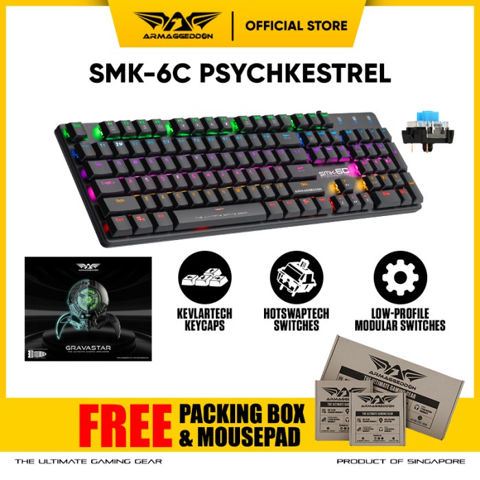 Jual Keyboard Mechanical Armaggeddon SMK 6C Low Profile Blue Switch ...