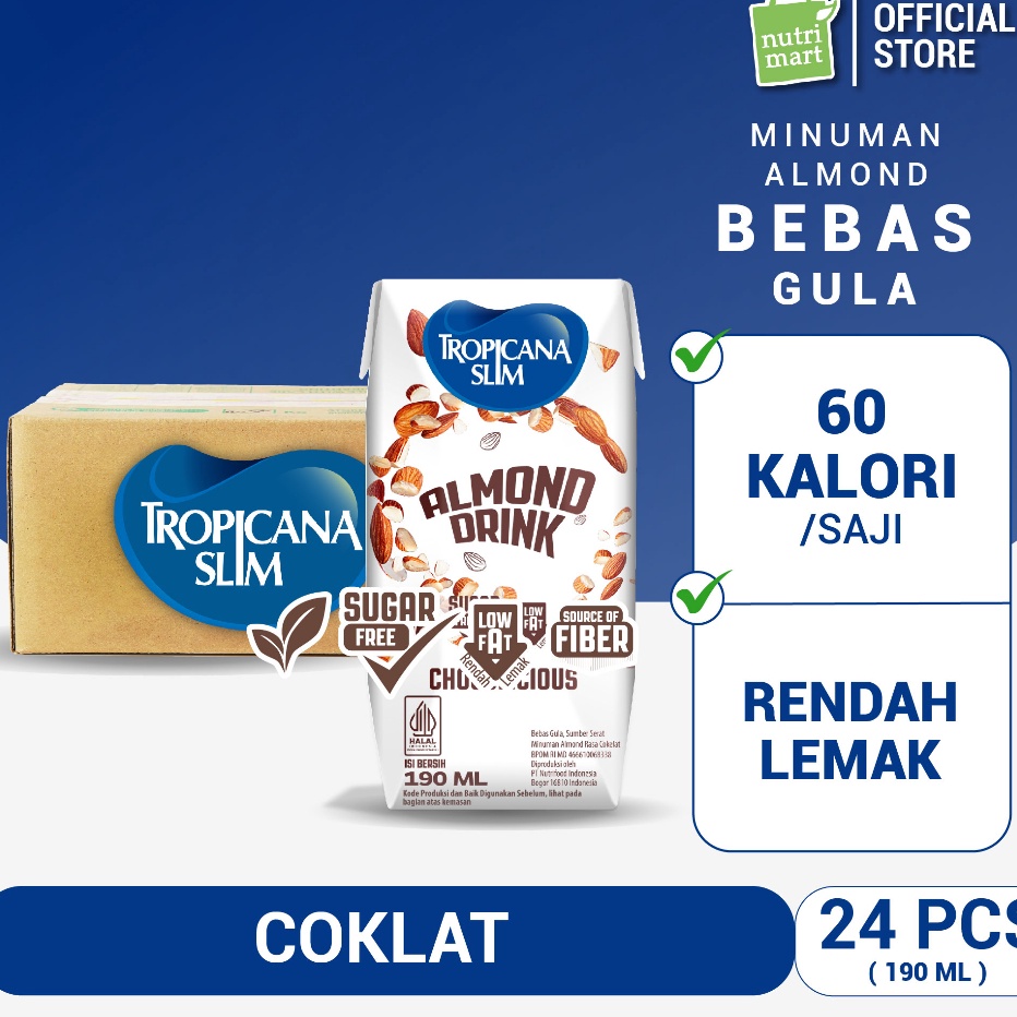 Jual Ready Tropicana Slim Almond Drink Chocolicious 190ml (1 Karton / 24 pcs) - Minuman Almond ...