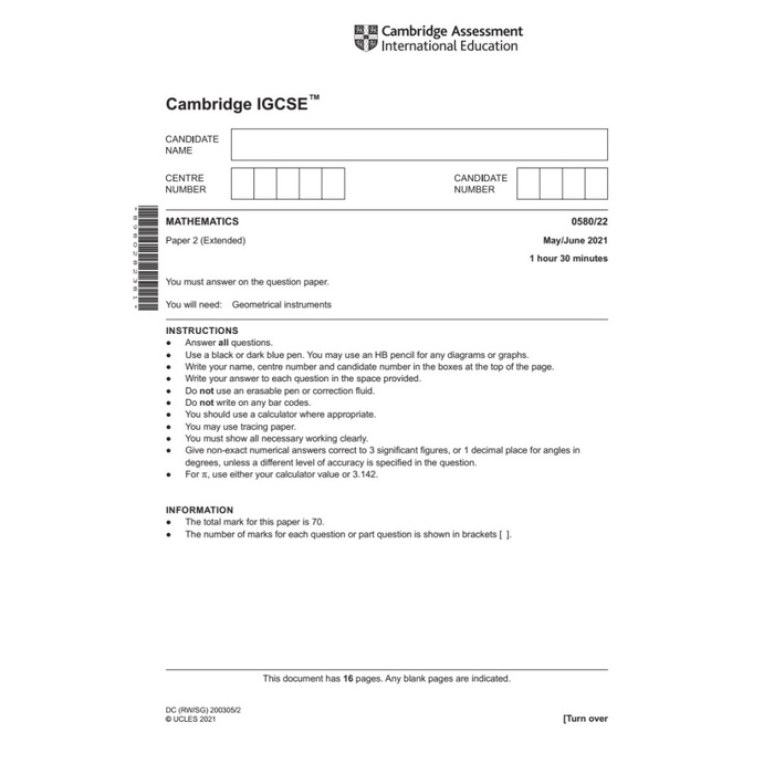 Jual MUST HAVE!! IGCSE MATH 0580 2012-2021 EXTENDED MAY/JUNE PAST PAPERS & MARK SCHEMES TERBARU ...
