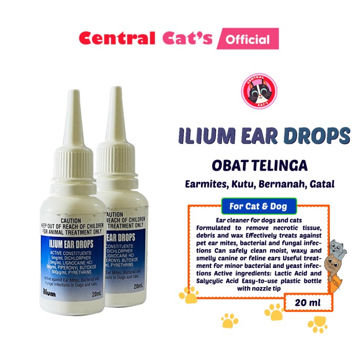 Jual ILIUM EAR DROPS - OBAT EARMITES/KUTU TELINGA KUCING DAN ANJING ...