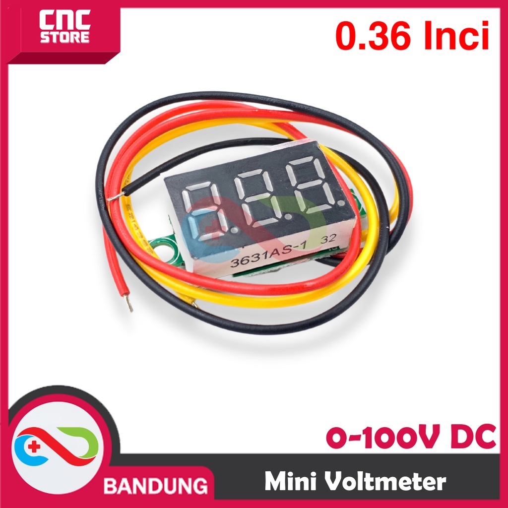 Jual MINI VOLTMETER VOLT PANEL METER DIGITAL LED 0-100V DC 3 WIRE 0.36 ...