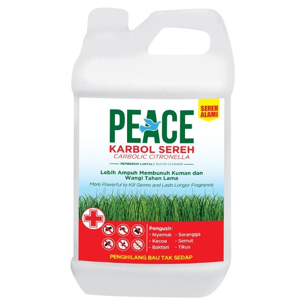 Jual PEACE KARBOL SEREH JERIGEN CAIRAN PEMBERSIH LANTAI 5000ML | Shopee ...