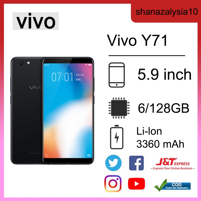 Jual hp vivo y71 6/128GB 6inch Dual Sim Android smartphone Murah ...