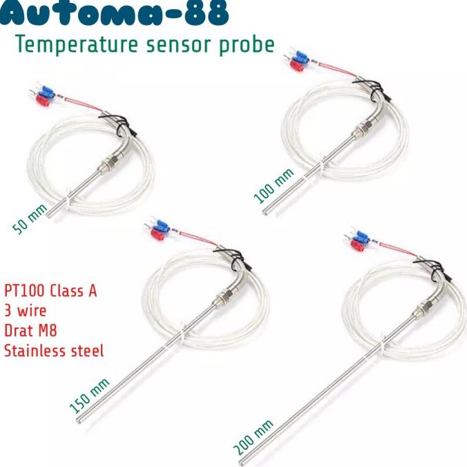 Jual Temperature Sensor RTD PT100 M8 3 wire kabel 1m probe 15cm 150mm 15 cm | Shopee Indonesia
