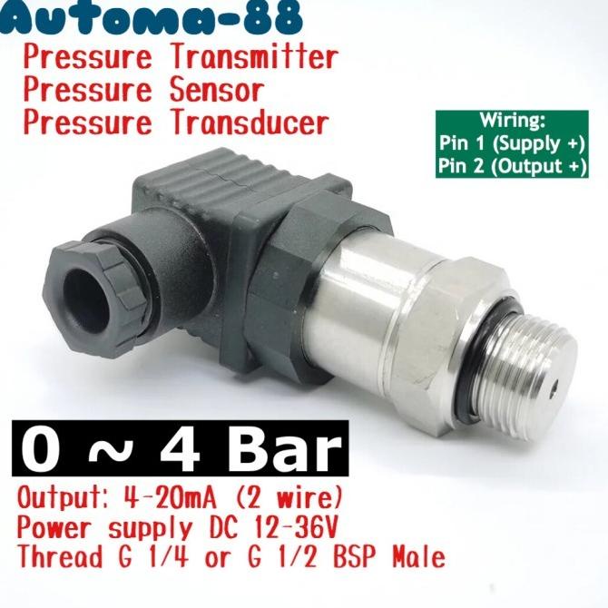 Jual Pressure Transmitter 0-4Bar Output 4-20mA 24V 4 Bar G 1/2 1/4 BSP | Shopee Indonesia