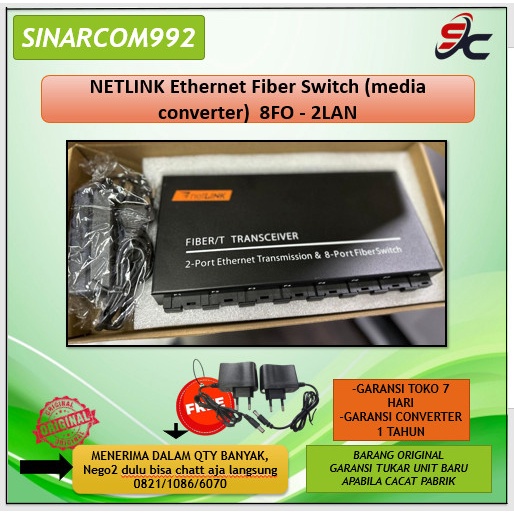 Jual NETLINK Ethernet Fiber Switch (media converter) 8FO - 2LAN ...