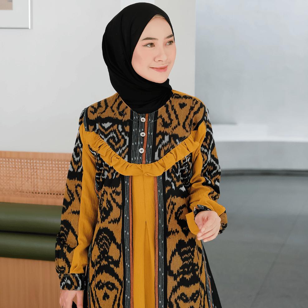 Jual Gamis Dress Kondangan Pesta Mewah Elegan Busui Mix Tenun Troso ...