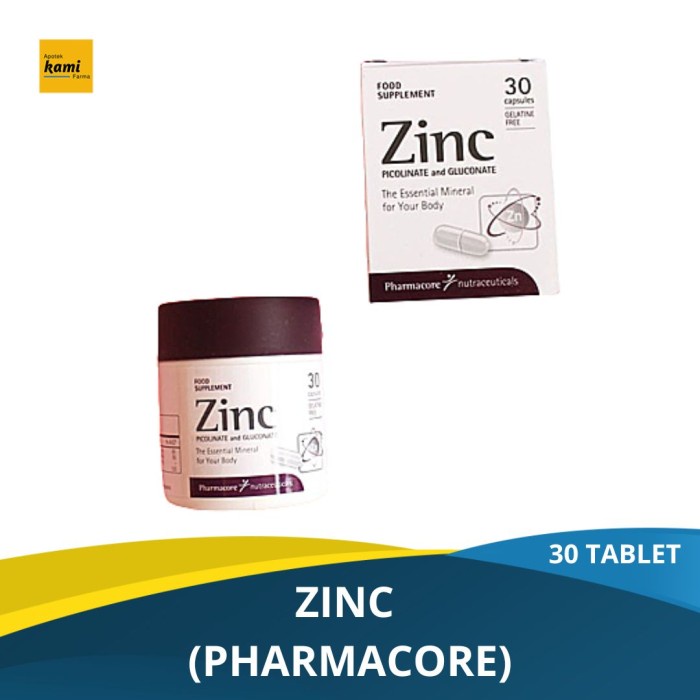 Jual ZINC (PHARMACORE ) 30 TABLET | Shopee Indonesia