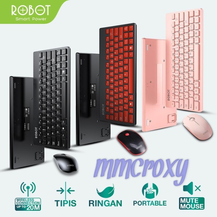 Jual KEYBOARD & MOUSE ROBOT KM3000 PORTABLE MINI WIRELESS KEYBOARD ...