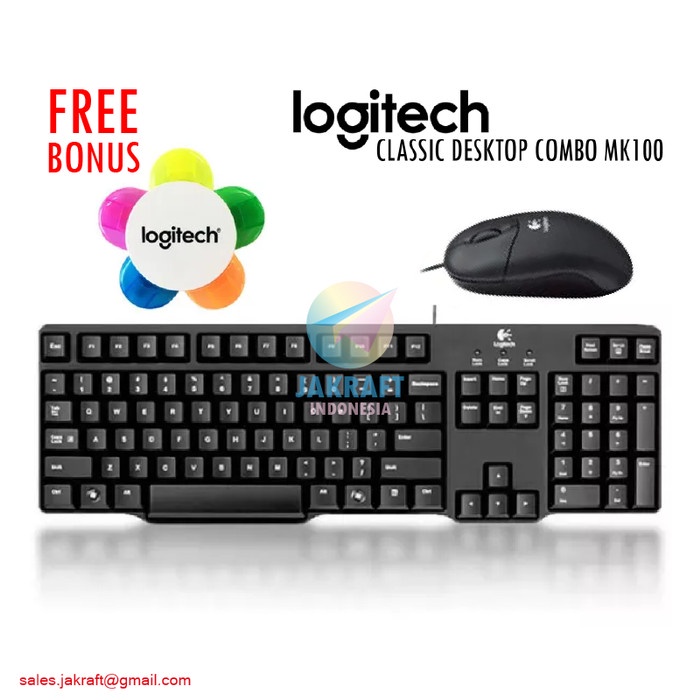 Jual PAKET KEYBOARD MOUSE LOGITECH MK100 COMBO CLASSIC DESKTOP PC ...
