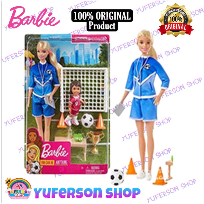 Jual New Ori Barbie Kelly Doll Soccer Player Club Trainer Football ...