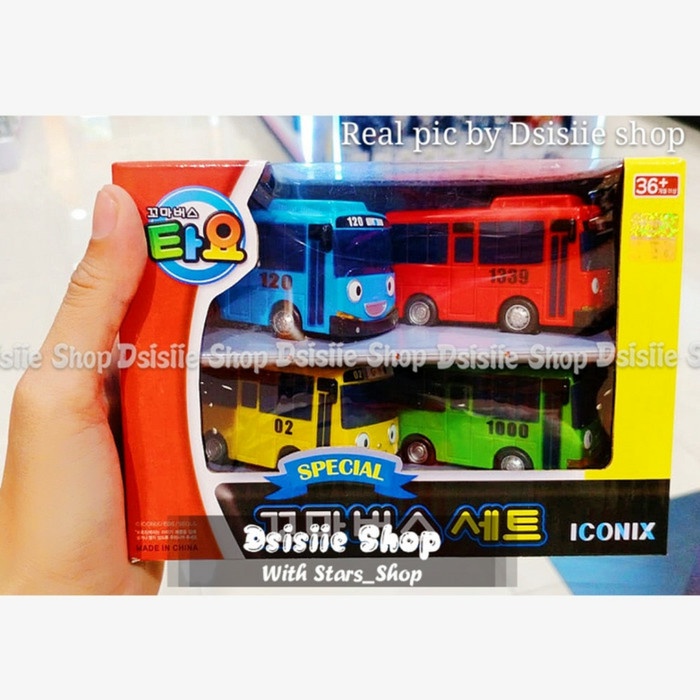 Jual COD Tayo The Little Bus Mini 4Pcs Iconix Original / Mainan Bus ...