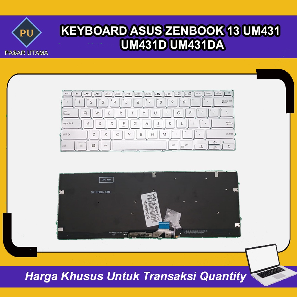 Jual Keyboard Laptop Asus Zenbook 13 UM431 UM431d UM431da SILVER ...