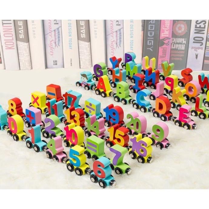 Jual magnetic alphabet number trains set ABC 123 magnet train mainan ...