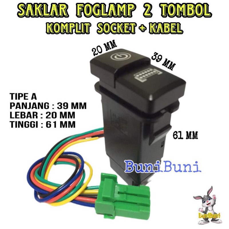Jual SAKLAR FOGLAMP 2 TOMBOL - Switch Tombol Lampu Tembak / Kabut Mobil ...