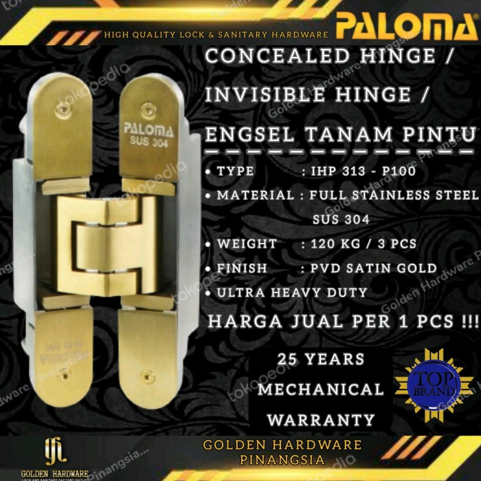 Jual [Ori] Engsel Concealed Invisible Hinge Tanam Pintu Paloma Ihp 313 ...