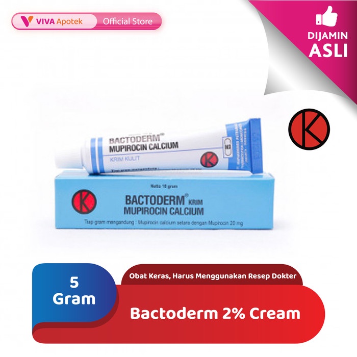 Jual Bactoderm 2% Cream / Mupirocin / Impetigo / Folikulitis (5 Gram ...