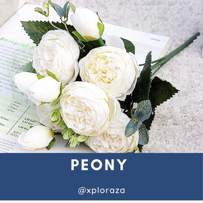 Jual Buket Bunga Peony Artificial (PUTIH) | Shopee Indonesia