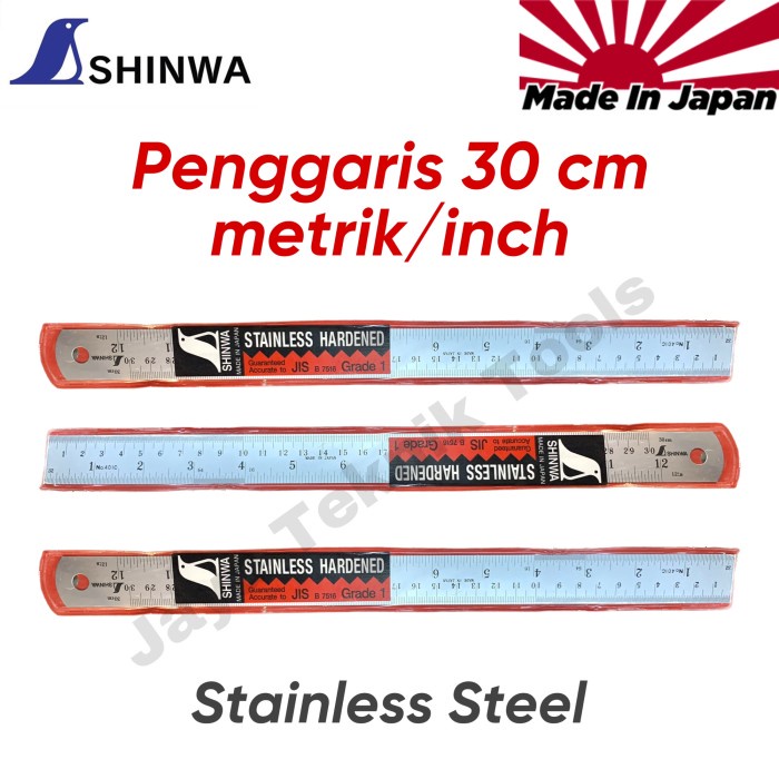 Jual Promo Penggaris Mistar 30 Cm Inch Shinwa Japan Jepang Stainless Steel Besi | Shopee Indonesia