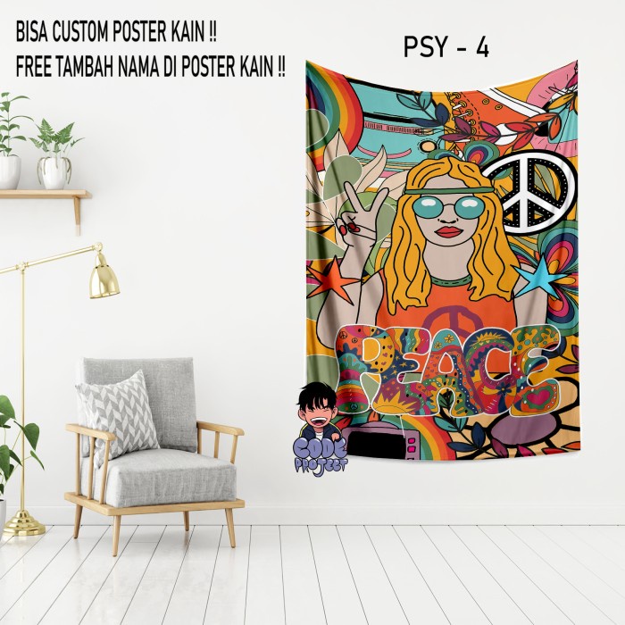 Jual Poster Kain Psychedelic Art - Hippie - Hiasan Dinding Hippie ...