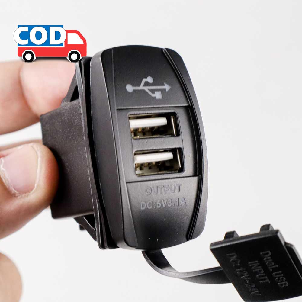 Jual Charger Motor Fast Charging 3.1A 2 Port USB 12-24V Colok Aki DC ...