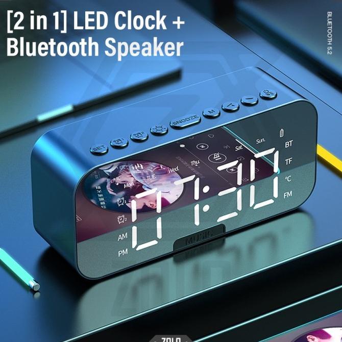 Jual [zolo] Jam LED Kaca Speaker Bluetooth LED Display Dengan Alarm ...