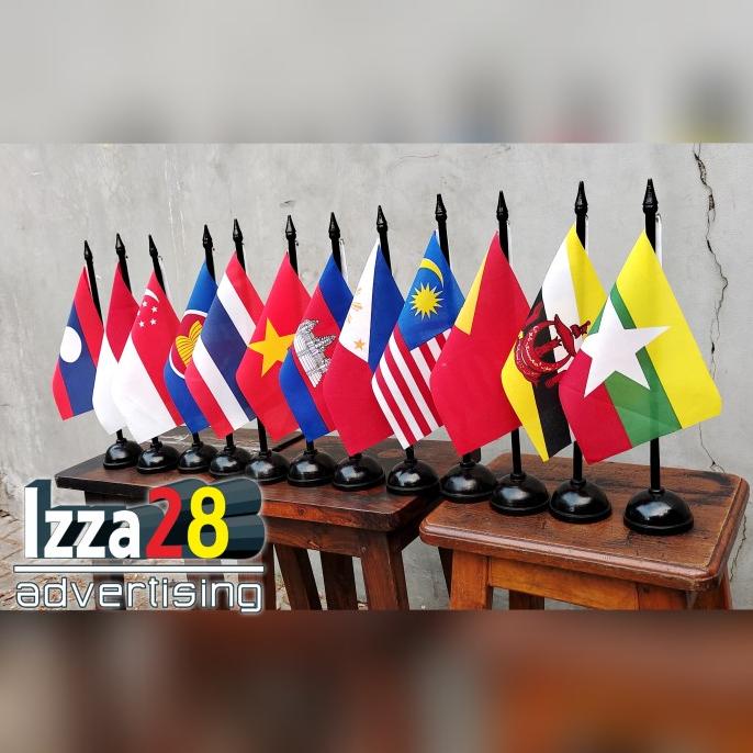 Jual bendera negara anggota asean dan tiang meja kayu | Shopee Indonesia