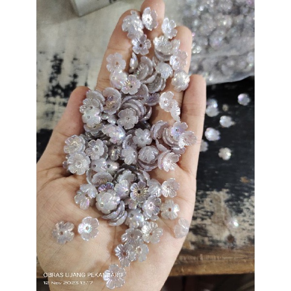 Jual 10gram Payet bunga akrilik 10mm dan 14mm pelangi | Shopee Indonesia