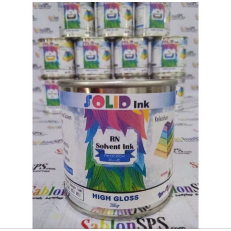 Jual TINTA SABLON PVC SOLVENT BASED 200GR PEACOCK BLUE KERTAS VINYL ...