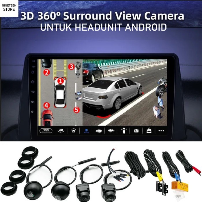 Jual Kamera Parkir 360 Mobil Headunit Android Orca Nakachi Sansui 1080P ...