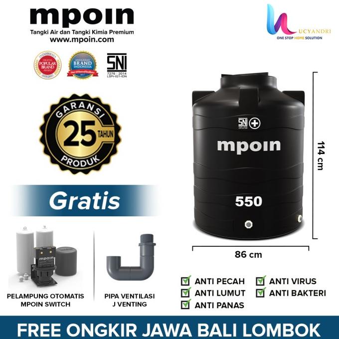 Jual Toren Air 600 Liter MPOIN 600 Wave Tangki Air Tandon tanki Mpoin ...