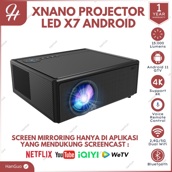 Jual PROYEKTOR XNANO X7 ANDROID ATV WIFI BLUETOOTH 15000 LUMENS MIRORRING | Shopee Indonesia