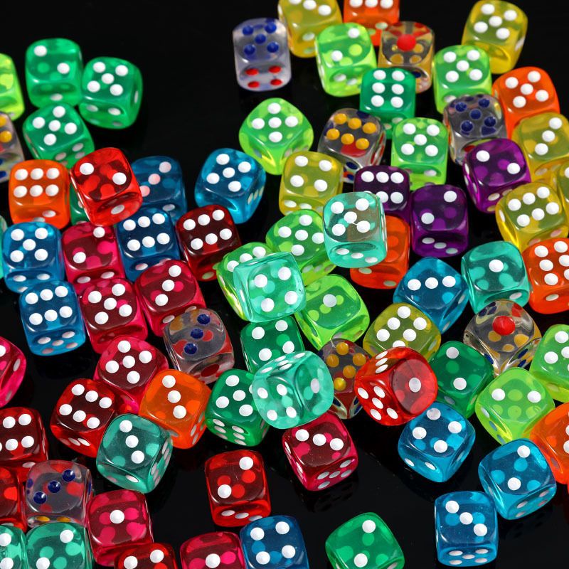 Jual MAINAN DADU TRANSPARAN WARNA CANDY UKURAN 1.2CM 12MM SUDUT BULAT ...