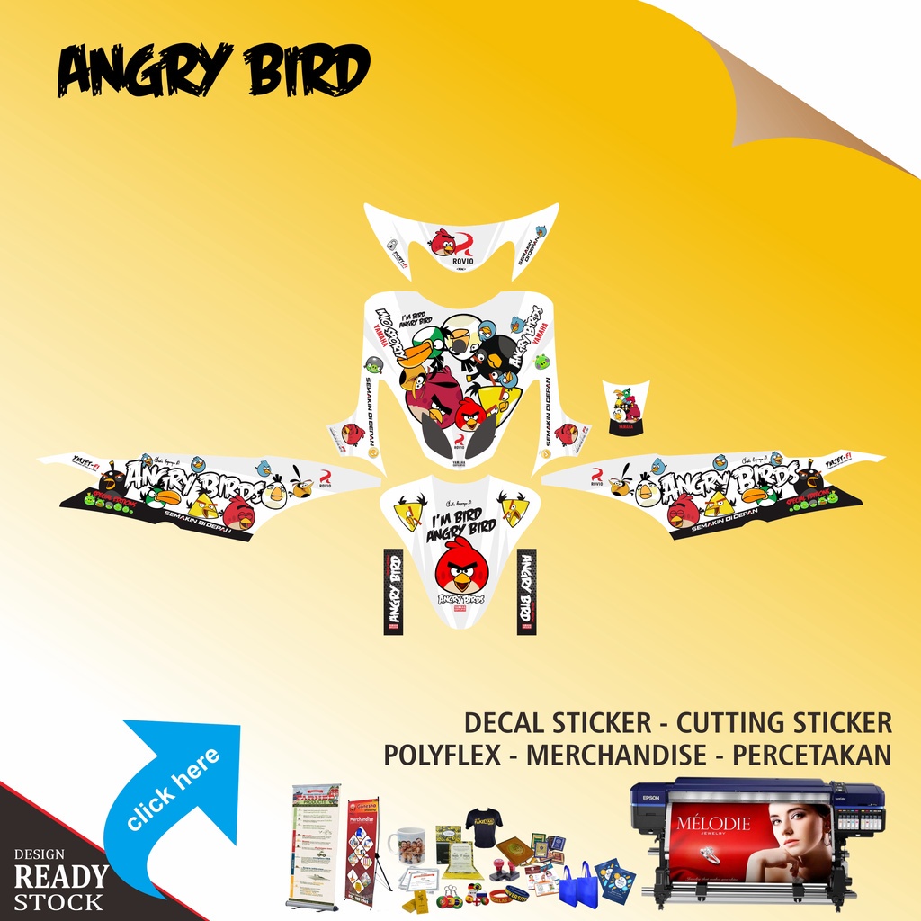 Jual DECAL STICKER YAMAHA MIO SMILE ANGRY BIRD PUTIH | Shopee Indonesia