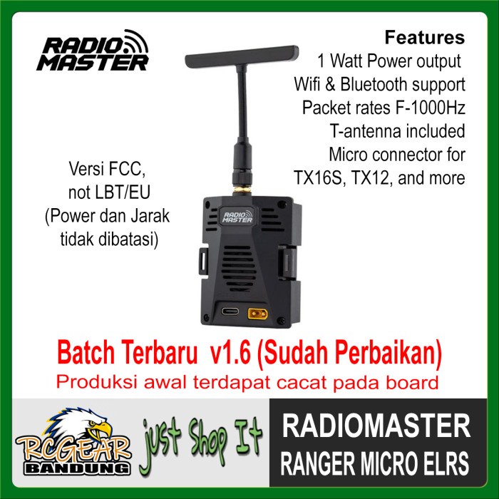Jual RadioMaster Ranger Micro 2.4GHz ExpressLRS ELRS RF Module External ...