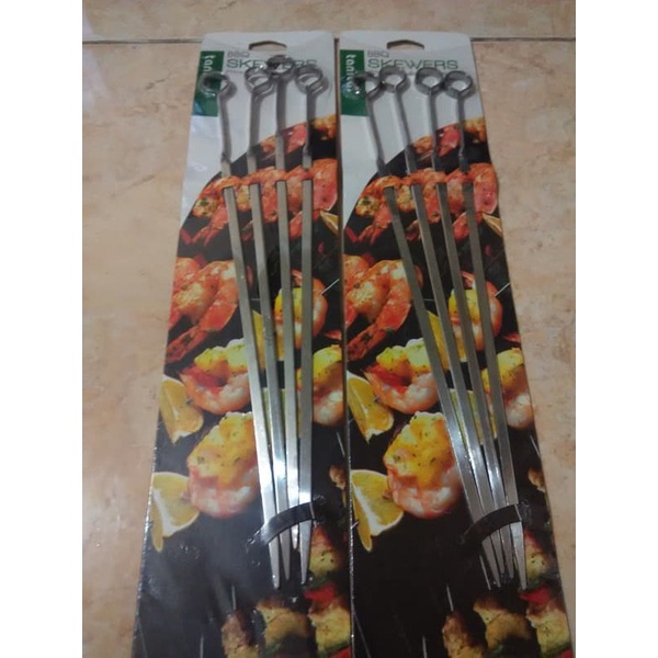 Jual Tusuk Sate Besi Skewer Bbq Barbeque Merk Tanica 1Set 4Pcs 30Cm ...