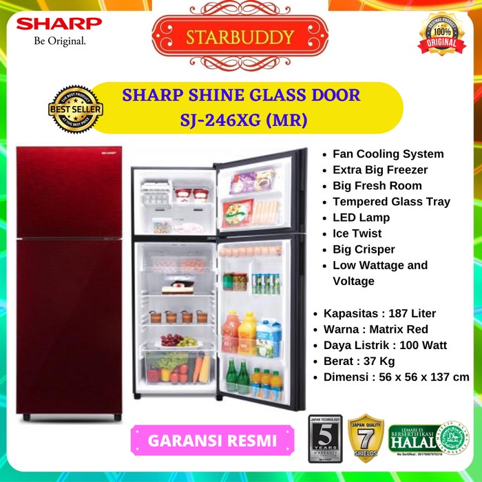 Jual KULKAS 2 PINTU SHARP SJ-246XG - MR TEMPERED GLASS DOOR - JABODETABEK ORIGINAL | Shopee ...