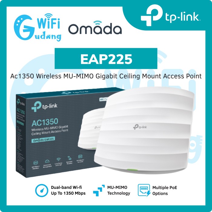 Jual TP-Link EAP225 AC1350 Wireless Dual Band Gigabit Ceiling Mount ...