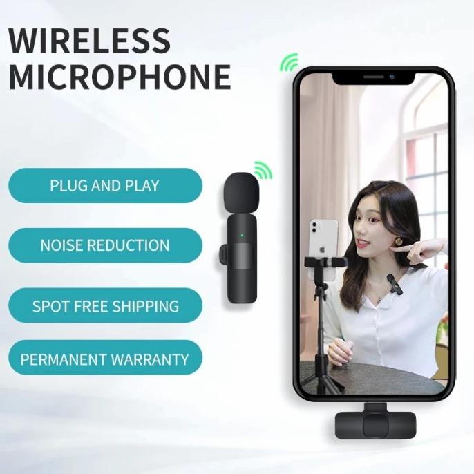 Jual Mic Clip On Wireless Microphone Lavalier Mini Vlog/Interview ...